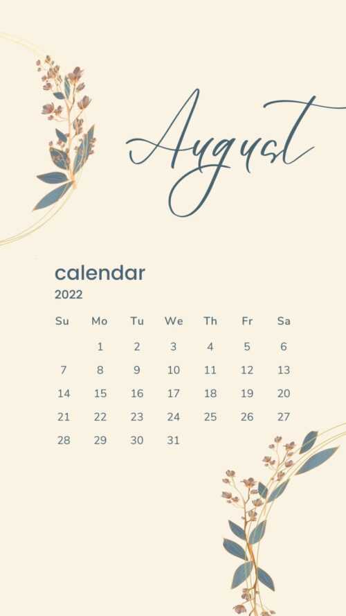 August Calendar Wallpaper 2022 - iXpap