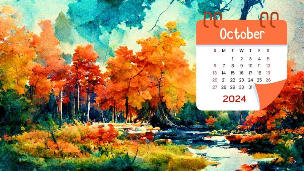 2024 October Calendar Wallpaper - iXpap