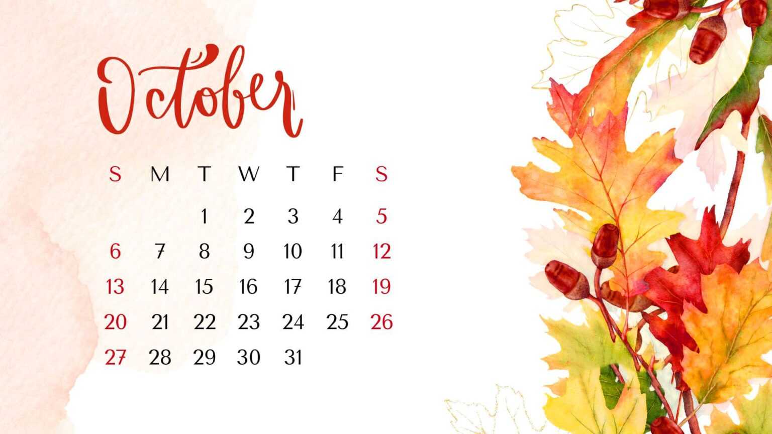 2024 October Calendar Wallpaper - iXpap