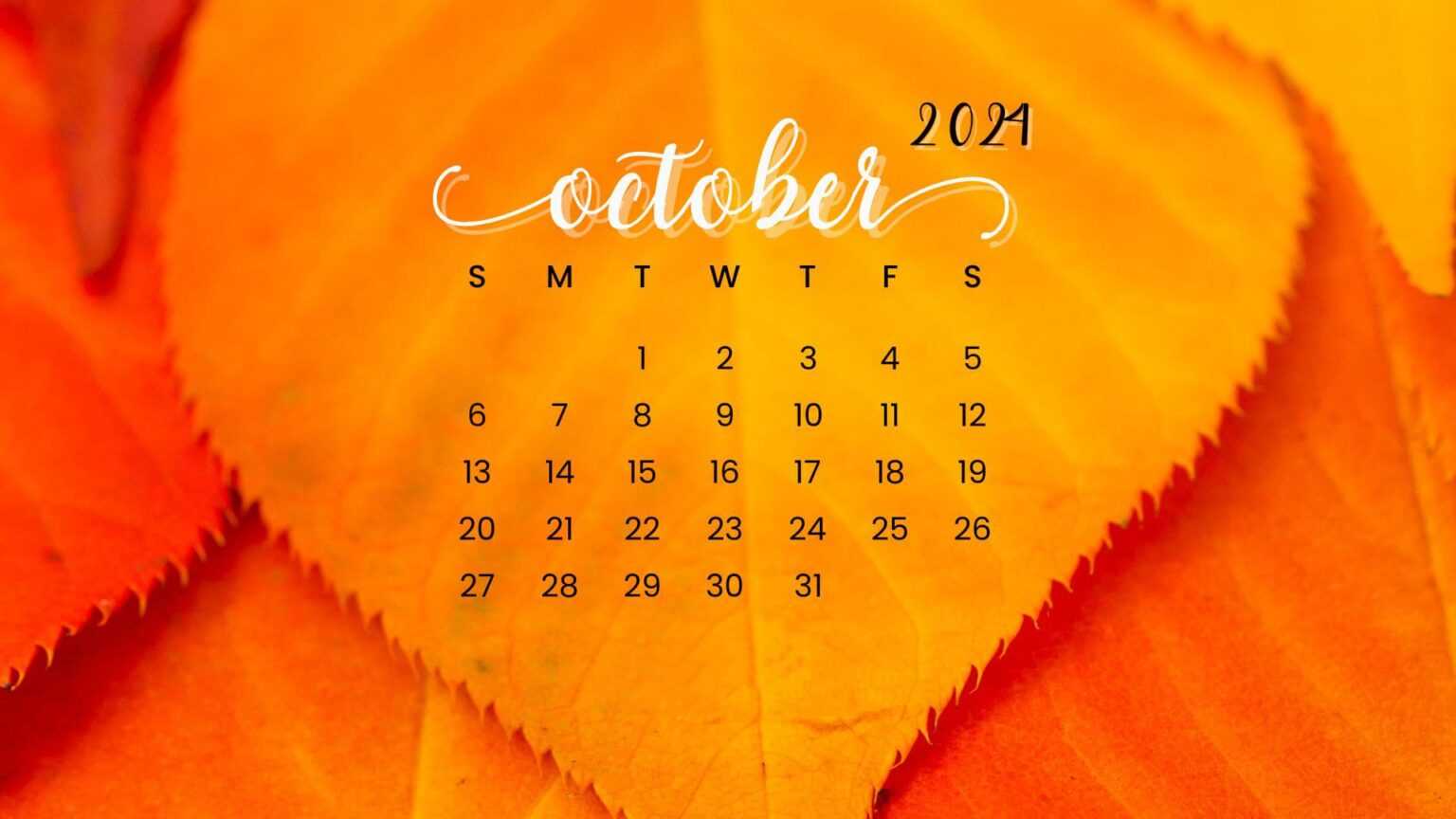 2024 October Calendar Wallpaper - iXpap